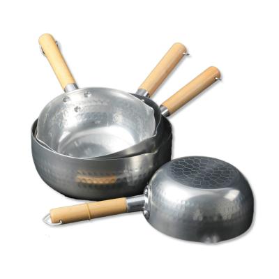China Hot-selling Amazon Induction Cooker Cooking Silver Stainless Steel Kitchenware With Wooden Handles, Restaurant Kitchen Cookware. for sale