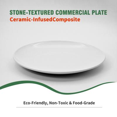 China Shatterproof Stone-Textured Flat Dinner Plate for Restaurants & Catering | FDA Safe Ceramic-Infused Composite Serving Plate for sale