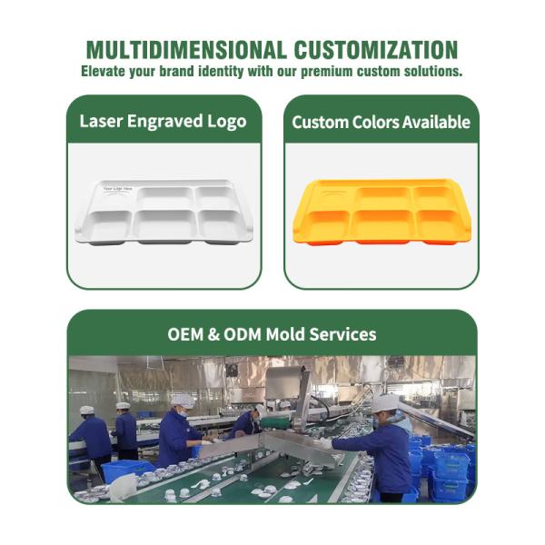 Quality Shatterproof Multi-Compartment Commercial Food Tray for School Canteen | FDA for sale