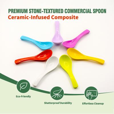 China Shatterproof Stone-Textured Commercial Soup Spoon for Restaurants & Ramen | FDA Safe Ceramic-Infused Composite Chinese Spoon for sale