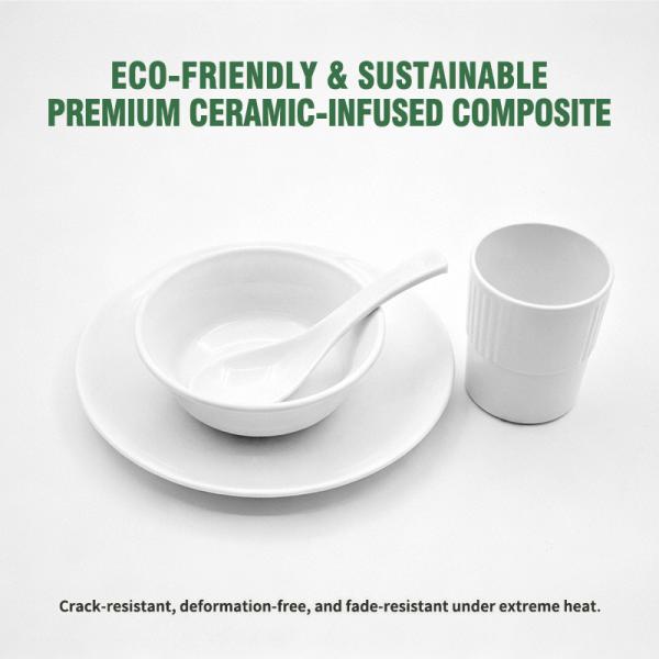 Quality Shatterproof 4-Piece Commercial Dinnerware Set for Restaurants & Catering | FDA Safe Ceramic-Infused Composite Tableware for sale
