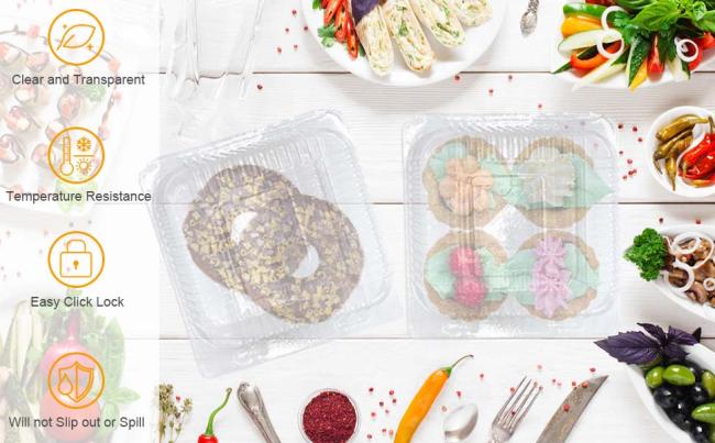 7 Clear Plastic Hinged Food Container