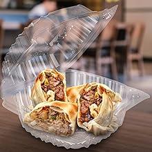 Plastic Clamshell Takeout Tray (50 Count) - Dessert Containers - Plastic Hinged Food Container