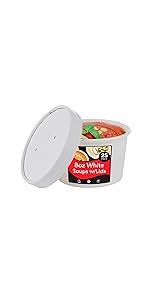 8 oz White Disposable Soup Cups with Lids have Multipurpose Use as Ice Cream Cups with Lids - Soup
