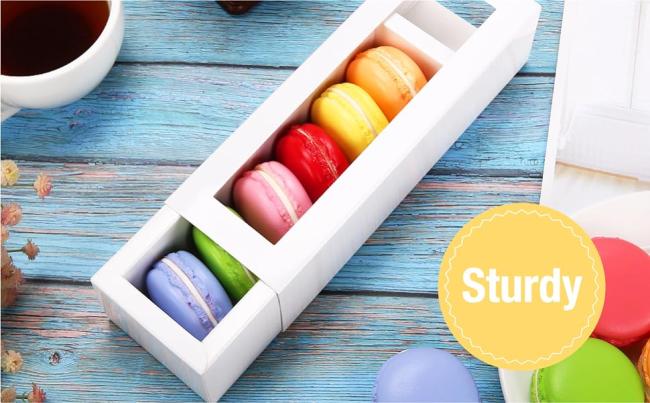 6 Macaron Boxes, Macaron Gift Box for 6 Macaron Packaging Boxes with Clear Window
