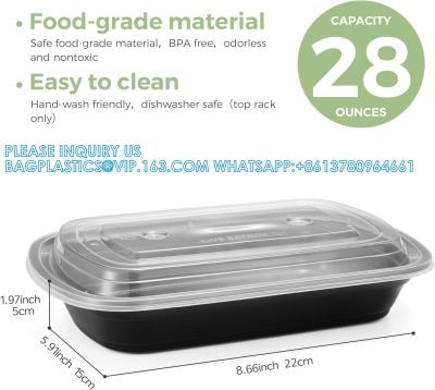 China Black Plastic Containers With Lids For Storage-Microwave & Freezer & Dishwasher Safe, BPA-Free, Durable&Stackable for sale