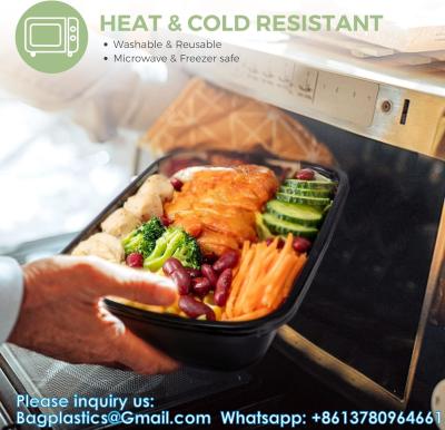 China Black Plastic Containers With Lids For Storage-Microwave & Freezer & Dishwasher Safe, BPA-Free, Durable&Stackable for sale