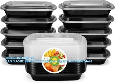 China Black Plastic Containers With Lids For Storage-Microwave & Freezer & Dishwasher Safe, BPA-Free, Durable&Stackable for sale