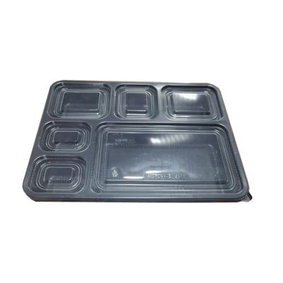 China Custom 5 compartment 6 Compartment recyclable Bento Food Containers Take Away Disposable Plastic Lunch Bento Box for sale