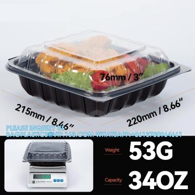 China To Go Containers, Anti-Fog Shrink Wrap 25 Pack 34 Oz 8 Inch Meal Prep Container Microwave Freezer Safe Hinged for sale