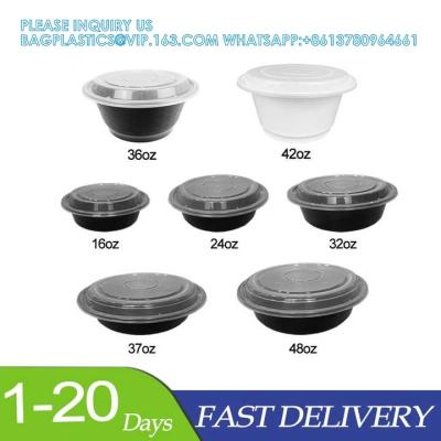 China 24 OZ Disposable PP Lunch Boxes Microwavable Food Storage Containers With Lids  Round Black Plastic Meal Prep for sale