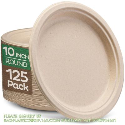 China 10 pulgadas Placas compostables Placas de papel desechables de uso pesado en venta