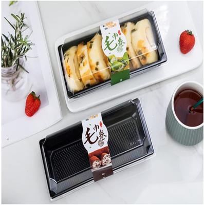 China Reusable Sandwich Box With Clear Lids Sandwich Plastic Container Sushi Container Box Swiss Roll Container for sale