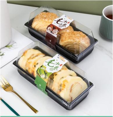 China Reusable Sandwich Box With Clear Lids Sandwich Plastic Container Sushi Container Box Swiss Roll Container for sale