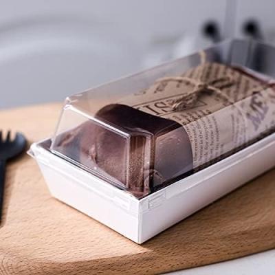 China Charcuterie Box With Clear Safety Lid 5 Brown Square Disposable Food Container Bakery Bread Box Brown Baking for sale