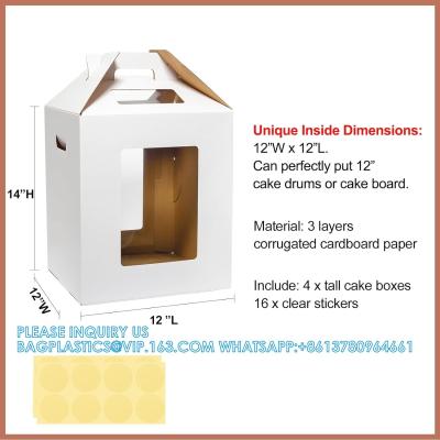 Китай Высокие коробки для тортов 4 упаковки 12x12x14 коробки для тортов 12 дюймов - одноразовый контейнер для большого слоя тортов продается