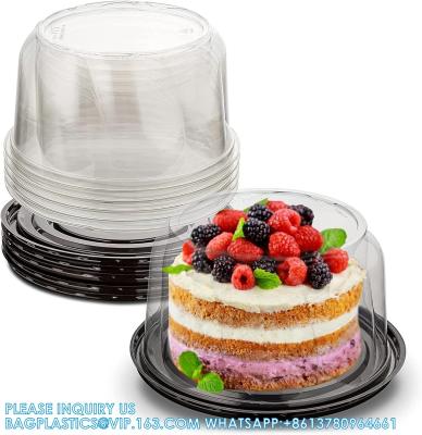 China Disposable Catering Trays With Lids Serving Trays Black Plastic Round Platters With Clear Lids Deli Wax Paper for sale