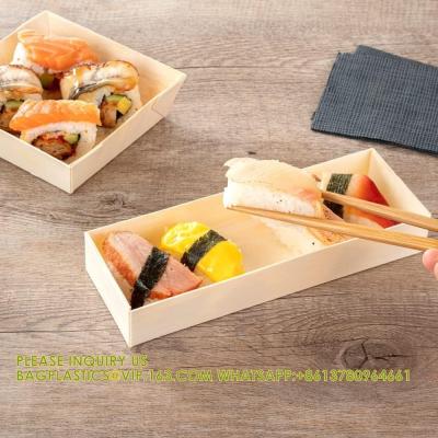 China 9 OZ Compostable Food Containers, 100 Rectangle Wooden Bento Boxes-With Window Lid, Grease Resistant, Natural for sale
