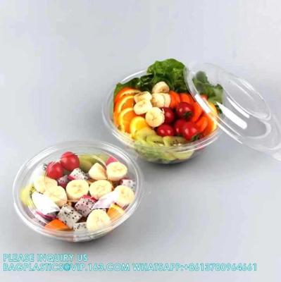 China Cuenco desechable de 24 oz con tapas para alimentos Cuenco desechable de plástico personalizado con tapa recipiente transparente Cuenco de ensalada en venta