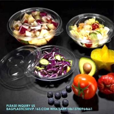 China Cuenco desechable de 24 oz con tapas para alimentos Cuenco desechable de plástico personalizado con tapa recipiente transparente Cuenco de ensalada en venta