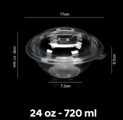 China Cuenco desechable de 24 oz con tapas para alimentos Cuenco desechable de plástico personalizado con tapa recipiente transparente Cuenco de ensalada en venta