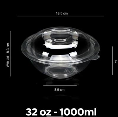 China Cuenco desechable de 24 oz con tapas para alimentos Cuenco desechable de plástico personalizado con tapa recipiente transparente Cuenco de ensalada en venta