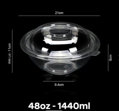 China Cuenco desechable de 24 oz con tapas para alimentos Cuenco desechable de plástico personalizado con tapa recipiente transparente Cuenco de ensalada en venta