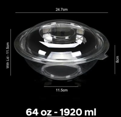 China Cuenco desechable de 24 oz con tapas para alimentos Cuenco desechable de plástico personalizado con tapa recipiente transparente Cuenco de ensalada en venta