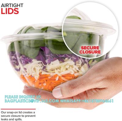 China Cuenco desechable de 24 oz con tapas para alimentos Cuenco desechable de plástico personalizado con tapa recipiente transparente Cuenco de ensalada en venta