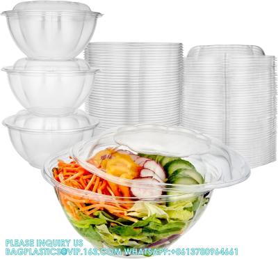 China Cuenco desechable de 24 oz con tapas para alimentos Cuenco desechable de plástico personalizado con tapa recipiente transparente Cuenco de ensalada en venta