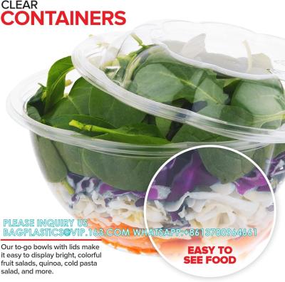 China Cuenco desechable de 24 oz con tapas para alimentos Cuenco desechable de plástico personalizado con tapa recipiente transparente Cuenco de ensalada en venta