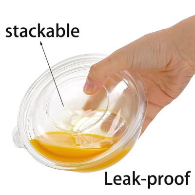 China Cuenco desechable de 24 oz con tapas para alimentos Cuenco desechable de plástico personalizado con tapa recipiente transparente Cuenco de ensalada en venta