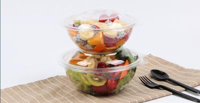 China Cuenco desechable de 24 oz con tapas para alimentos Cuenco desechable de plástico personalizado con tapa recipiente transparente Cuenco de ensalada en venta