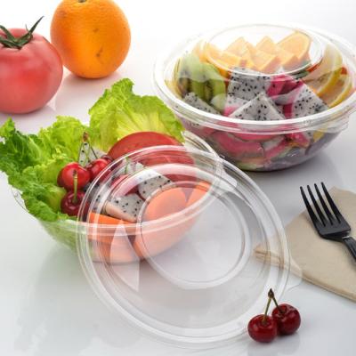 China Cuenco desechable de 24 oz con tapas para alimentos Cuenco desechable de plástico personalizado con tapa recipiente transparente Cuenco de ensalada en venta