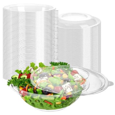 China Cuenco desechable de 24 oz con tapas para alimentos Cuenco desechable de plástico personalizado con tapa recipiente transparente Cuenco de ensalada en venta