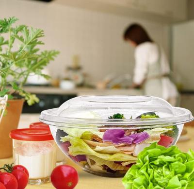 China Cuenco desechable de 24 oz con tapas para alimentos Cuenco desechable de plástico personalizado con tapa recipiente transparente Cuenco de ensalada en venta