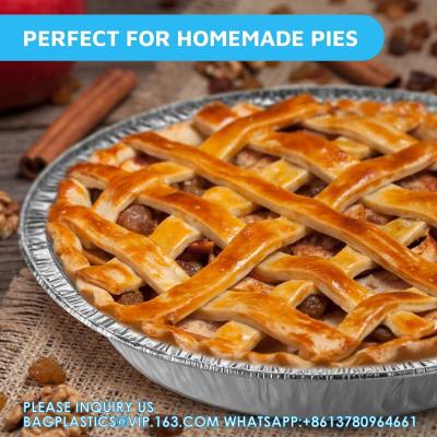 China 9” Aluminum Foil Pie Pans | Round Disposable Containers Angled Walls Tart Baking, Storing, Serving & Reheating for sale