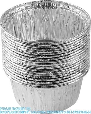 China 3.5'' Inch Round Ramekins Muffin Cups Tin Foil Cupcake Pans Disposable Aluminum, Freezer & Oven Safe Pack for sale