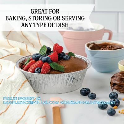 China 6.5'' Inch Round Tin Foil Pans Disposable Aluminum, Freezer & Oven Safe - For Baking, Cooking, Storage, Roasting for sale