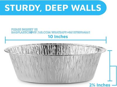 China 10'' Inch Round Tin Foil Pans Disposable Aluminum, Extra Deep Freezer & Oven Safe - For Baking, Cooking, Storage for sale