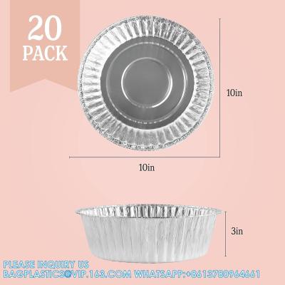 China 10'' Inch Round Tin Foil Pans Disposable Aluminum, Extra Deep Freezer & Oven Safe - For Baking, Cooking, Storage for sale