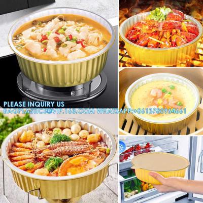 China 280mm Diameter 5000ml Aluminum Foil Baking Pans Pizza Tray Round Disposable Aluminum Foil Container With Lids for sale