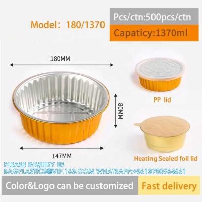 China 180 mm Diámetro 1370 ml Envases de comida rápida Placas de comida desechable bandeja de aluminio contenedores de papel de aluminio con tapa de cartón en venta