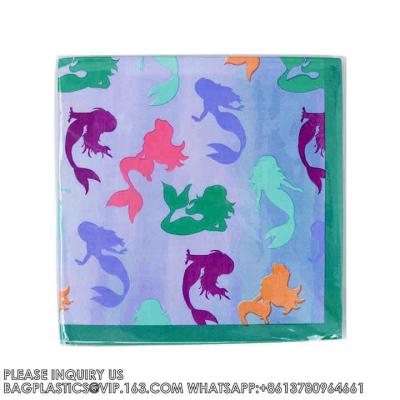 China Mermaid Birthday Party Supplies Gift Bag Invitation Card Tableware Set Cake Toppers Mermaid Tableware Supplies for sale