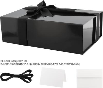 China Cajas de propuestas de novios, cajas plegables rectangulares de cierre magnético para envases de regalos (negro mate) en venta