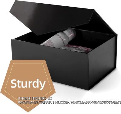 China Cajas de propuestas de novios, cajas plegables rectangulares de cierre magnético para envases de regalos (negro mate) en venta