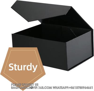 China Cajas de propuestas de novios, cajas plegables rectangulares de cierre magnético para envases de regalos (negro mate) en venta