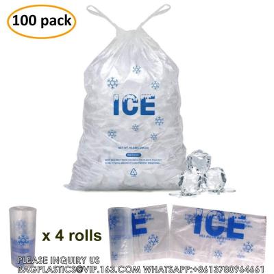 China 10 Lb. Plastic Drawstring Ice Bags 12 X 21 Inch Heavy-Duty Plastic Ice Bags With Plastic Drawstring (2mil Thickness) for sale