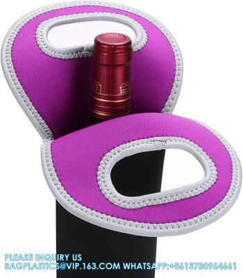 China Neoprene Wine Carrier Tote Bag Portable Bottle Tote Holders Insulated Wine Cooler Bag Champagne/Water Bottle/Beer for sale