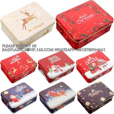 China Tin Boxes Mixed Patterns Holiday Tinplate Boxes Greeting Gift Card Holder Metal Decorative Boxes Christmas Cookie Tin for sale